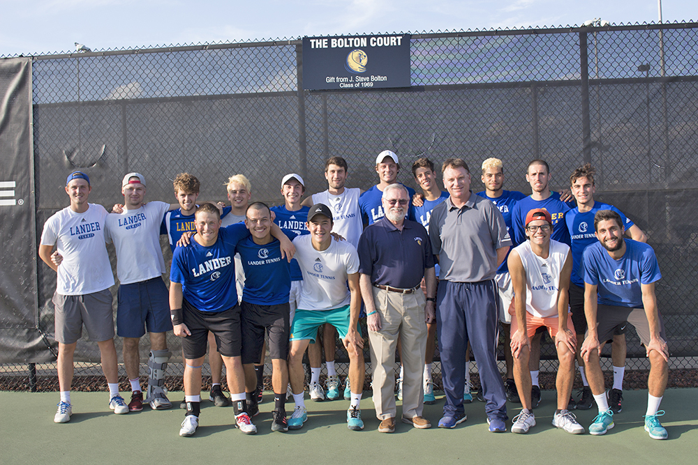 Tennis court named in honor of Lander alumnus
